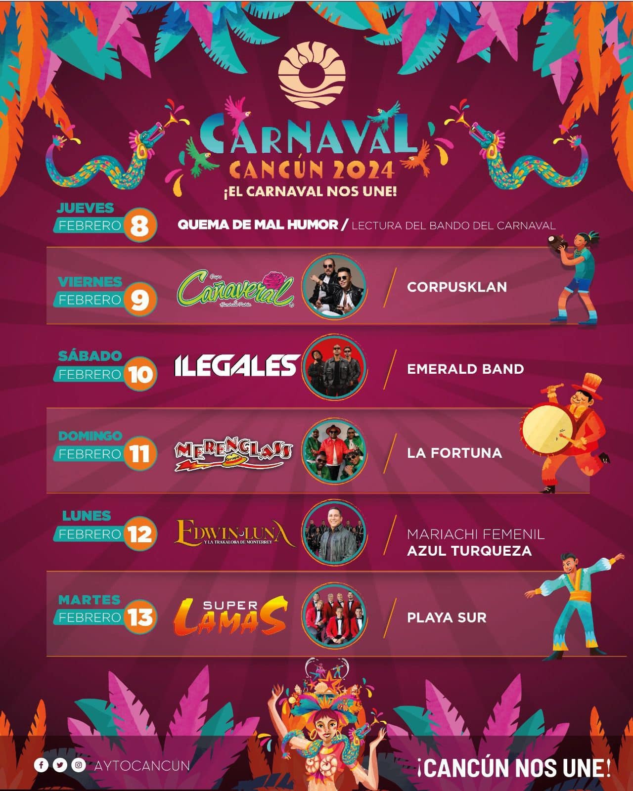 LISTA LA GRAN FIESTA DEL CARNAVAL CANCÚN 2024